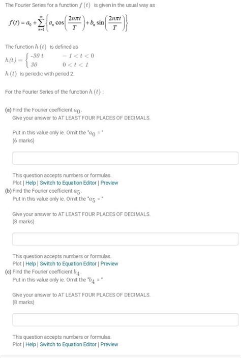 Solved The Fourier Series For A Function F T Is Given In Chegg
