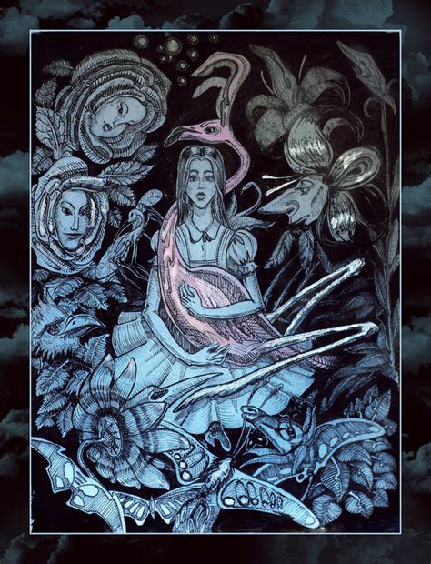 Иллюстрация Алиса в стране чудес в стиле графика