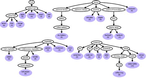the fruit device vegetable and container subtrees of the rgb d