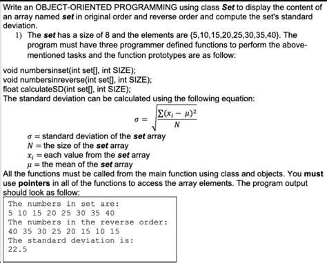 Solved Write An OBJECT ORIENTED PROGRAMMING Using Class Set Chegg