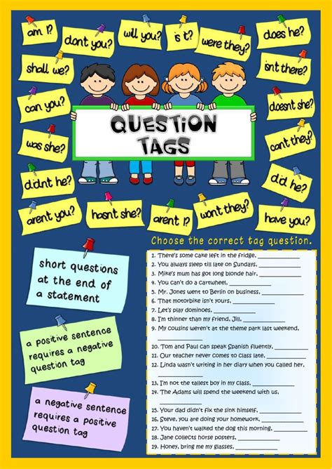 Question Tags Ficha Interactiva Enseñanza De Inglés Tarea De
