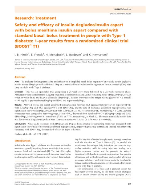 Pdf Safety And Efficacy Of Insulin Degludecinsulin Aspart With Bolus