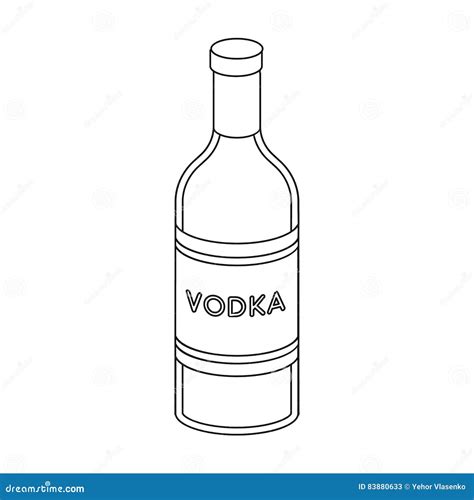Glass Bottle Of Vodka Icon In Outline Style Isolated On White