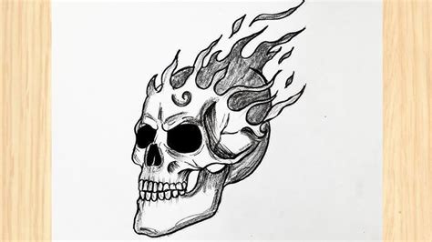 How To Draw A Skull With Flames Step By Step