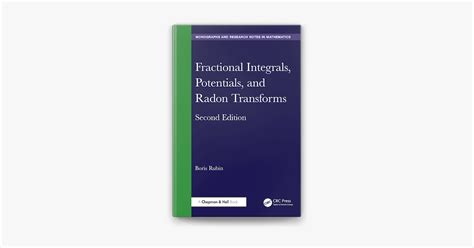 ‎fractional Integrals Potentials And Radon Transforms By Boris Rubin