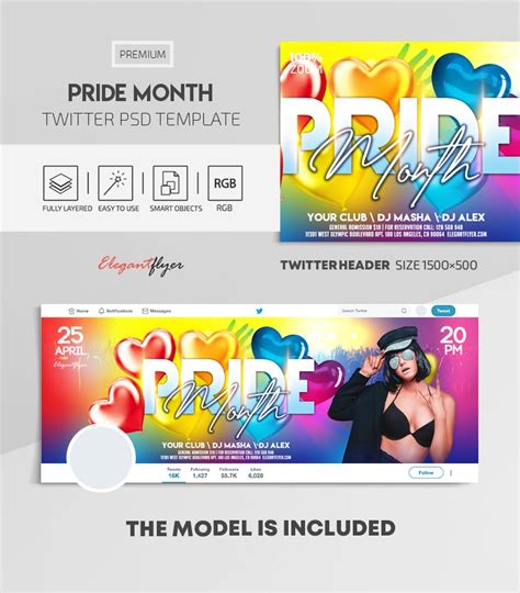 Multicolor Colorful Pride Month Twitter Premium Social Media Template Psd