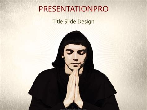 Praying Monk Religious PowerPoint Template PresentationPro