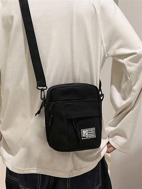 Hombres Bolsa Cuadrada Mini Con Diseño De Parche De Letra Artofit