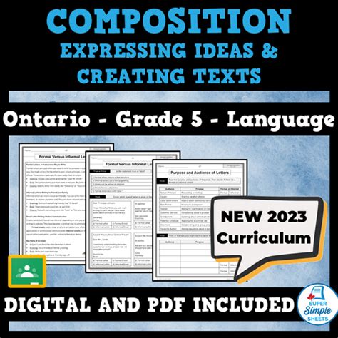 New 2023 Ontario Language Grade 5 Composition Super Simple Sheets