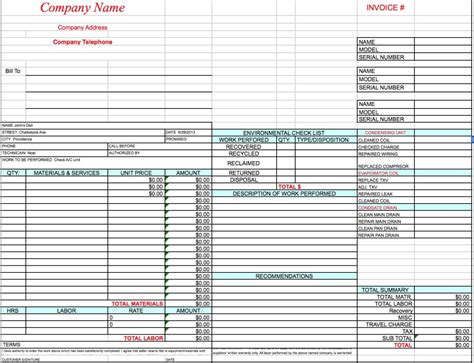 Labor Invoice Free Excel Template Db Excel Com