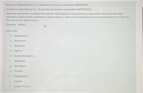 solved species 1 is described as 2n 8 and has chromosome