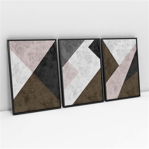 Quadro Abstrato Geométrico Marrom Trio Tons Da Terra Decorativo