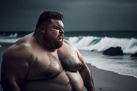 Premium AI Image Man Walking On The Beach By Day Generative AI