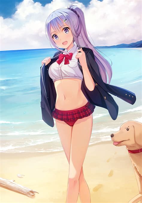 Fondos de pantalla ilustración mar pelo largo Anime Chicas anime