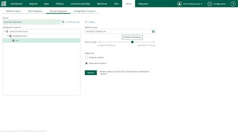 Step 1 Launch Oracle Restore Wizard Veeam Backup Enterprise Manager