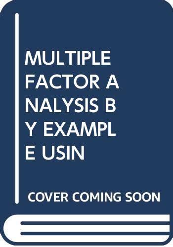 Multiple Factor Analysis By Example Using R Pages Books