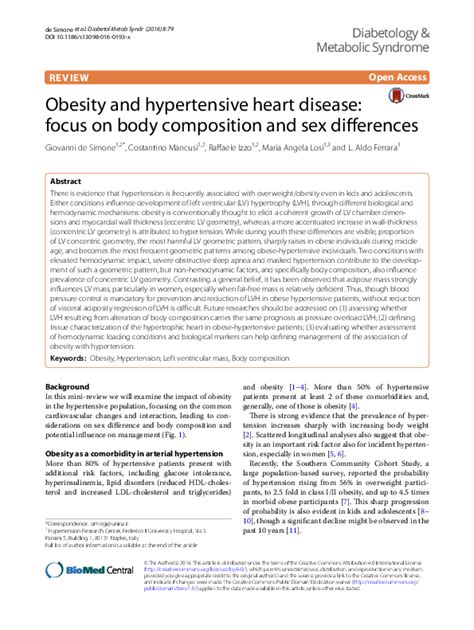Pdf Obesity And Hypertensive Heart Disease Focus On Body Composition