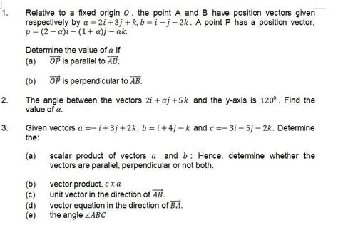Solved 1 Relative To A Fixed Origin O The Point A And B