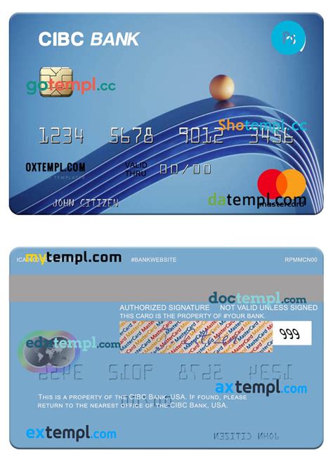 Usa Cibc Bank Mastercard Template In Psd Format Download At Gotempl Pro