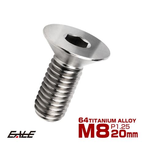 チタンボルト M8×20mm P125 皿ボルト 六角穴 皿 キャップボルト シルバー Ja1590 Ja1590 オートパーツ専門