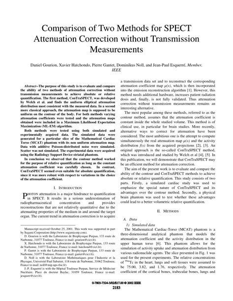 Pdf Comparison Of Two Methods For Spect Attenuation Correction Without Transmission Measurements