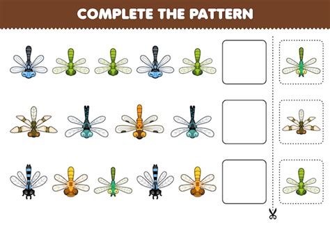O Jogo Educacional Para Crianças Completa O Padrão De Planilha De Bugs