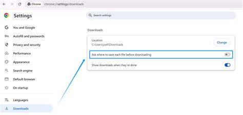 Why Disabling Ask Where To Save Each File Before Downloading Cannot