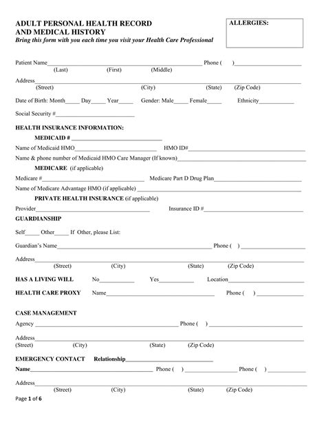 Medical History Form Template For Ms Word Printable Medical Forms My