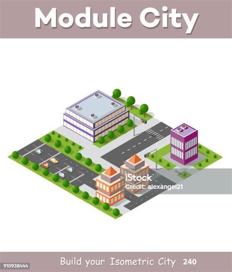 Gedung Pencakar Langit Perkotaan Isometrik Ilustrasi Stok Unduh