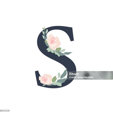 Ilustración De Alfabeto Floralletra S Con Composición De Ramo De Flores