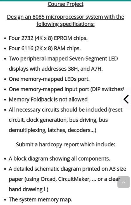 Solved Course Project Design An Microprocessor System Chegg