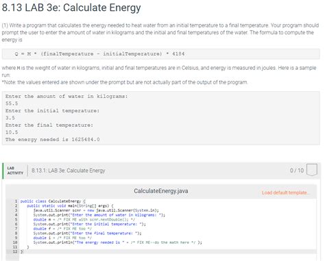 Solved 813 Lab 3e Calculate Energy 1 Write A Program