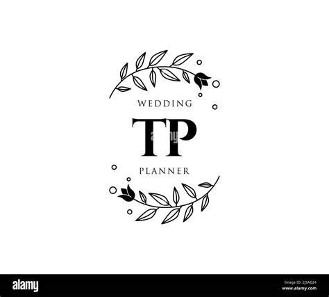 Tp Initials Letter Wedding Monogram Logos Collection Hand Drawn Modern