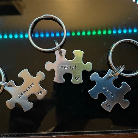 Customized Puzzle Piece Key Chain Personalized With Names Best Friends