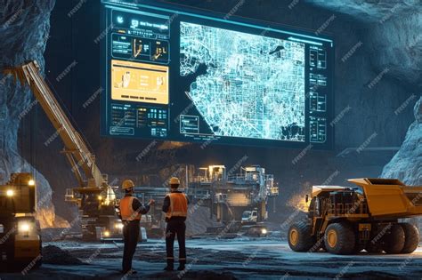 Hightech Mining Operations In A Quarry 4k Image Of Engineers Overseeing