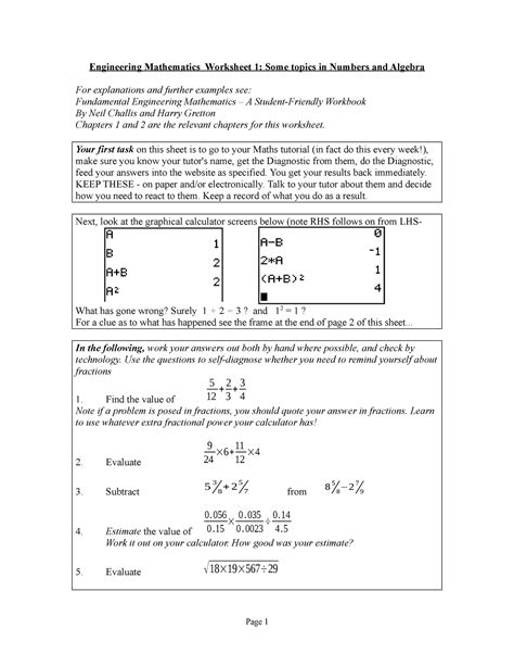 Worksheet 1 Tutorial Questionsyear 1 Engineering Mathematics Engineering Mathematics