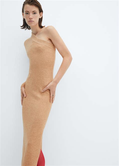 Asymmetrical Knit Dress Women Mango Outlet Bulgaria