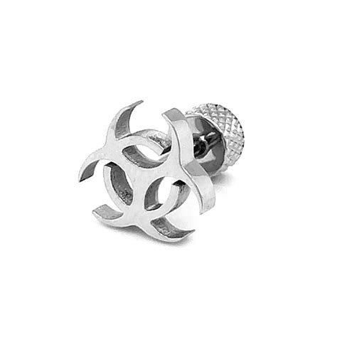 Biohazard Sign Stainless Steel Single Earring Asha Jewelry
