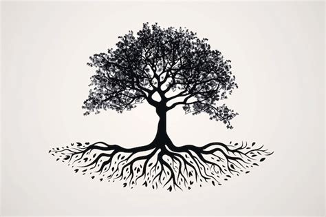 A Black Tree With Roots Premium AI Generated Image