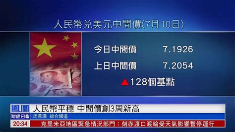 人民币平稳 中间价创3周新高凤凰网视频凤凰网