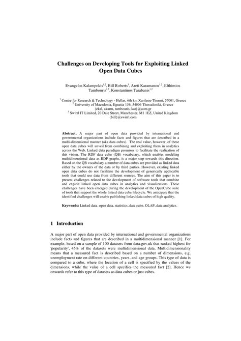 Pdf Challenges On Developing Tools For Exploiting Linked Open Data Cubes