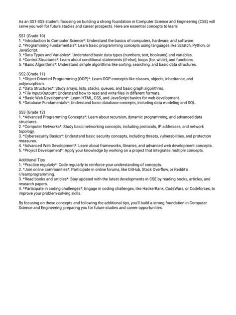 Cse Ss1 To Ss3 Pdf Web Development Object Oriented Programming