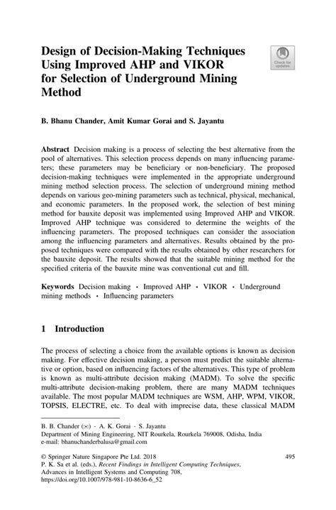 Pdf Design Of Decision Making Techniques Using Improved Ahp And Vikor