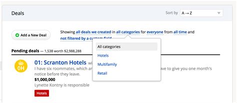 Deal Categories Highrise Help