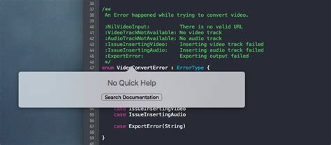 Code Documentation Xcode Quick Help Displays No Quick Help When