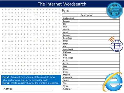 The Internet Wordsearch Ict Computing Starter Settler Activity Homework Cover Lesson Teaching