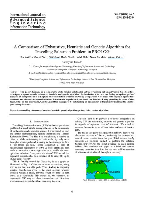 Pdf A Comparison Of Exhaustive Heuristic And Genetic Algorithm For Travelling Salesman