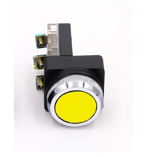 Push Button Switch PB 30 30mm Yellow Self Reset Pack Of 2 Pcs