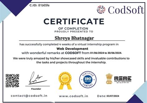 Shreya Bhatnagar On Linkedin Internship Webdevelopment