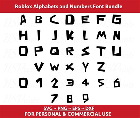 Roblox Alphabets And Numbers Font Svg Roblox Font Vector Etsy Images